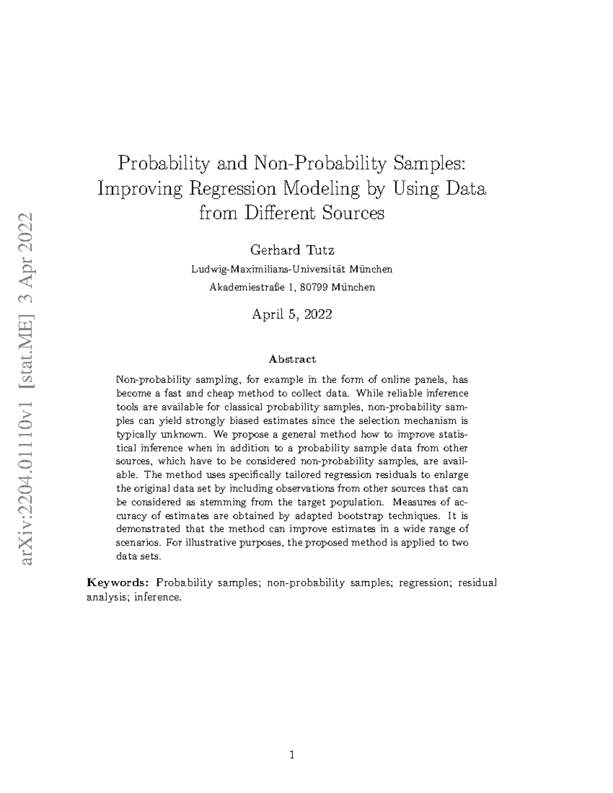 Probability and Non-Probability Samples: Enhancing Regression Models ...