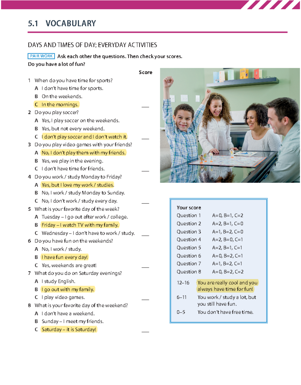 05-L1-Plan 5 Handout 1 - Everyday Activities Pair Work - Studocu