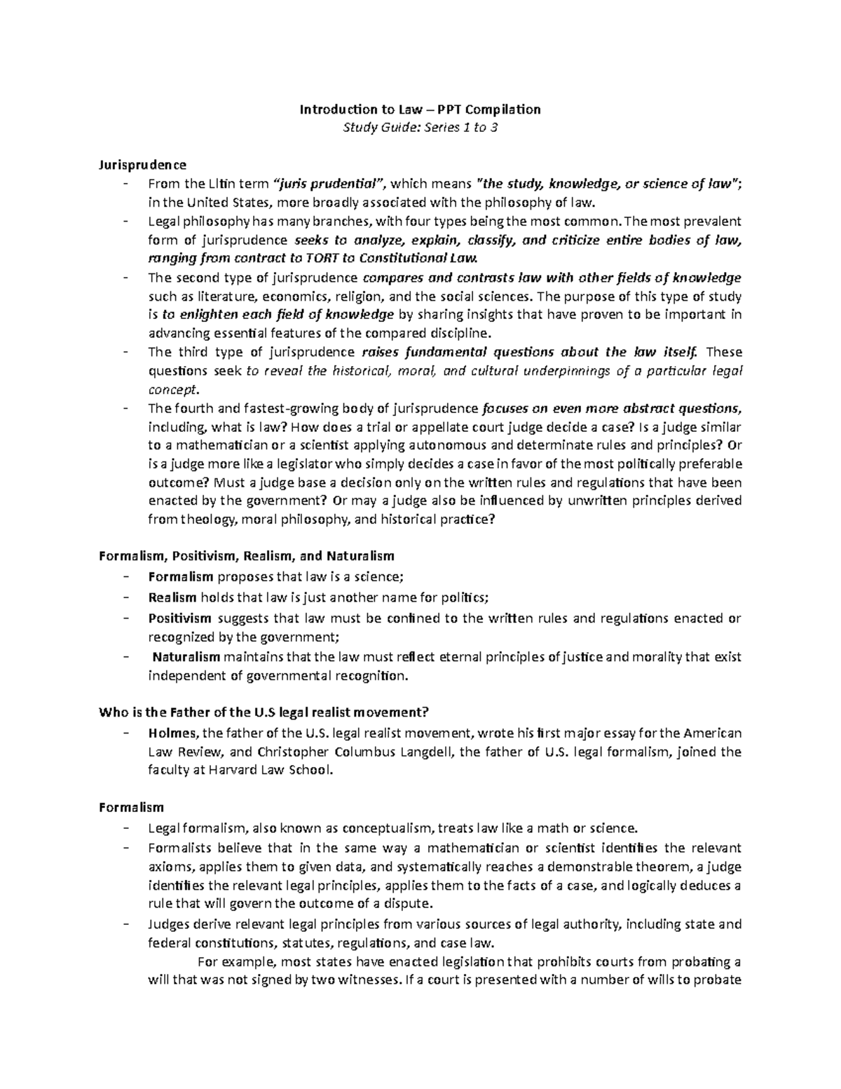 Intro to Law: Study Guide on Jurisprudence & Legal Interpretation - Studocu