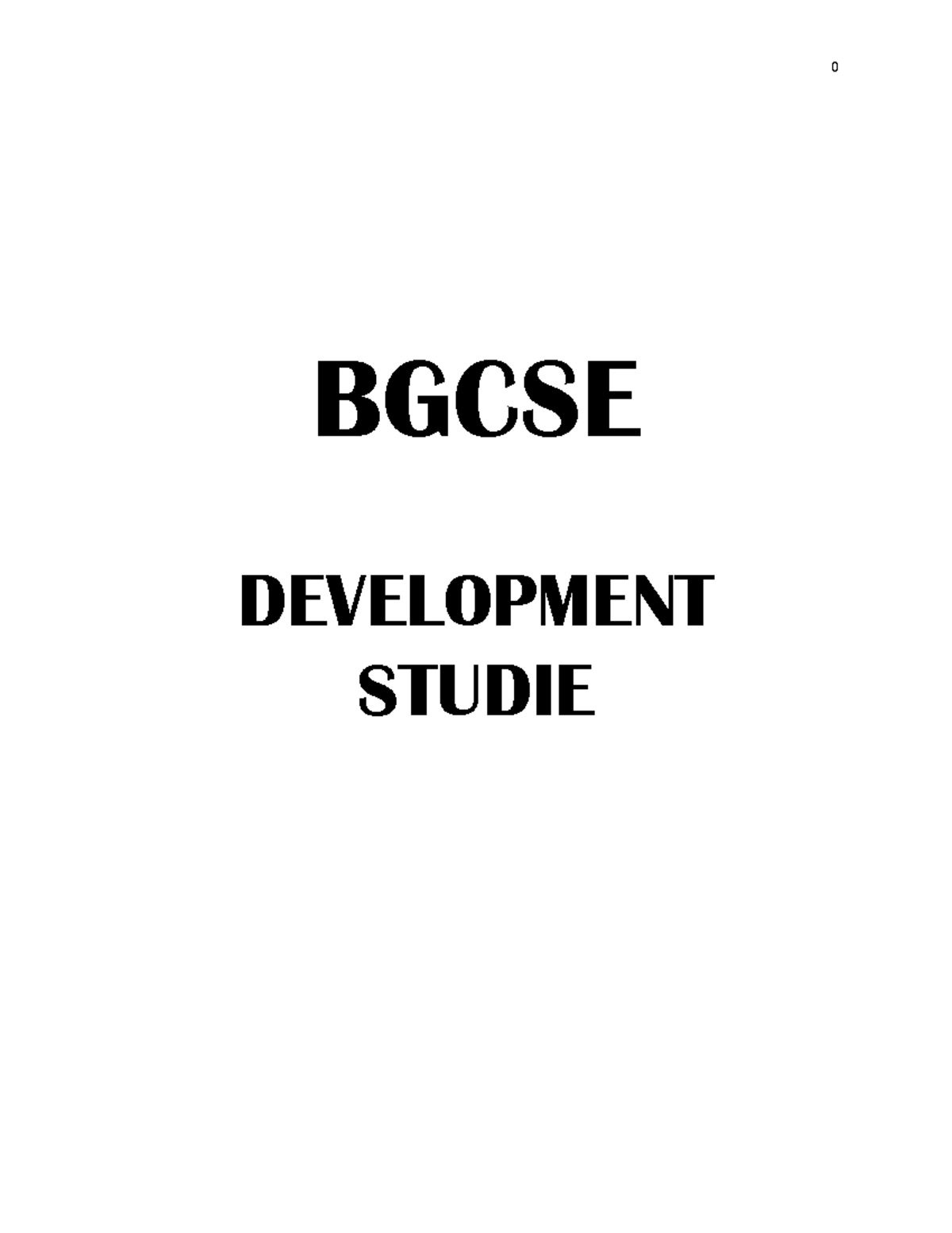 BGCSE DVS - Development Studies Overview and Key Concepts - Studocu