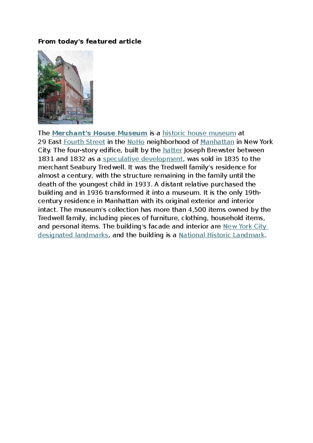 Merchant House Museum: A Historic Landmark in NoHo, NYC - Studocu