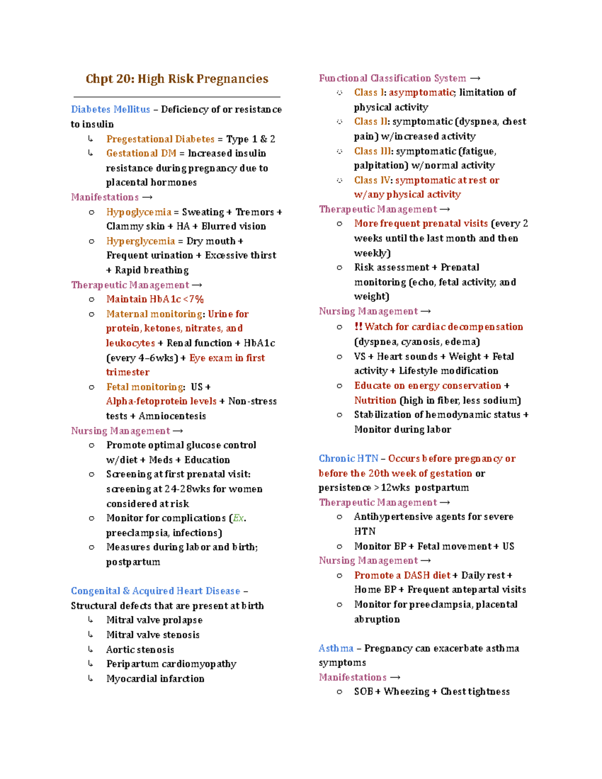 OB Exam Study Guides - OB notes - Chpt 20: High Risk Pregnancies ...