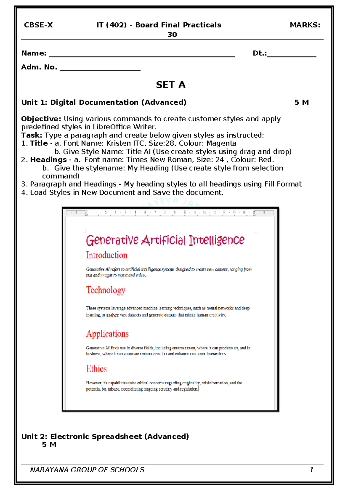 IT (402) Board Final Practicals SET A - Essential Guidelines - Studocu