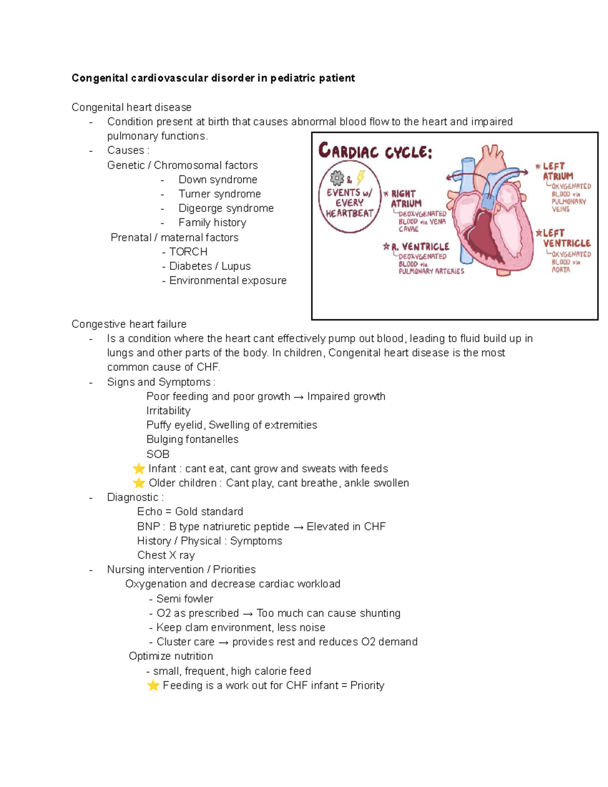 Pediatric Congenital Heart Disease Overview and Management (NUR 301 ...