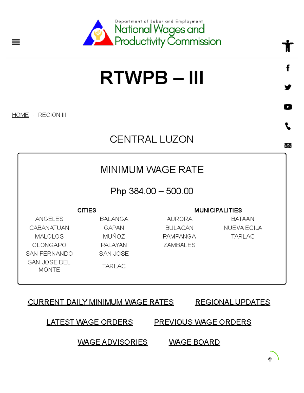 Minimum Wage Update for Region III (Central Luzon) Effective Oct 2023 ...