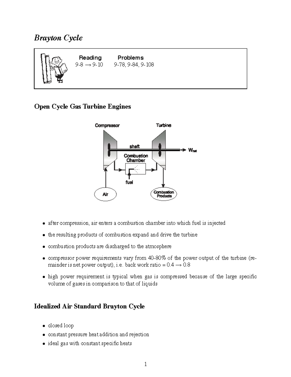Brayton Cycle Analysis: Open Cycle Gas Turbine Engines - Studocu