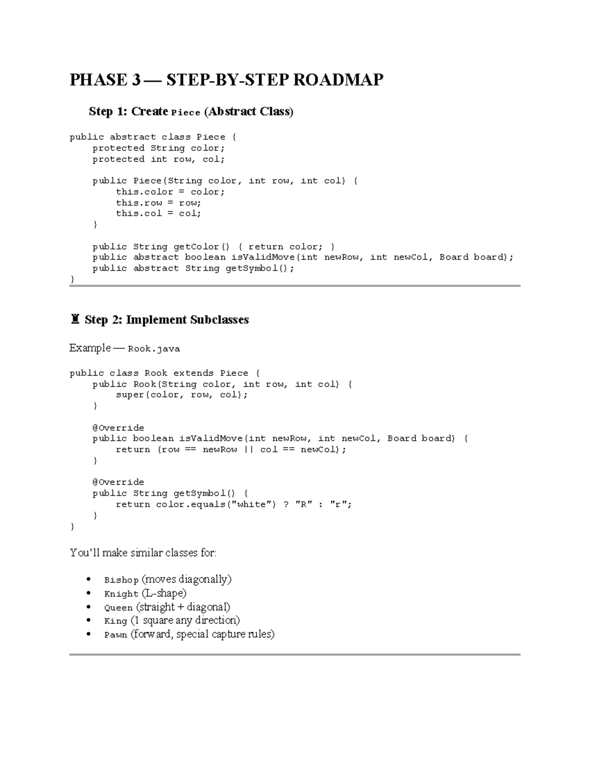 CS101: Phase 3 Roadmap for Chess Game Development - Studocu