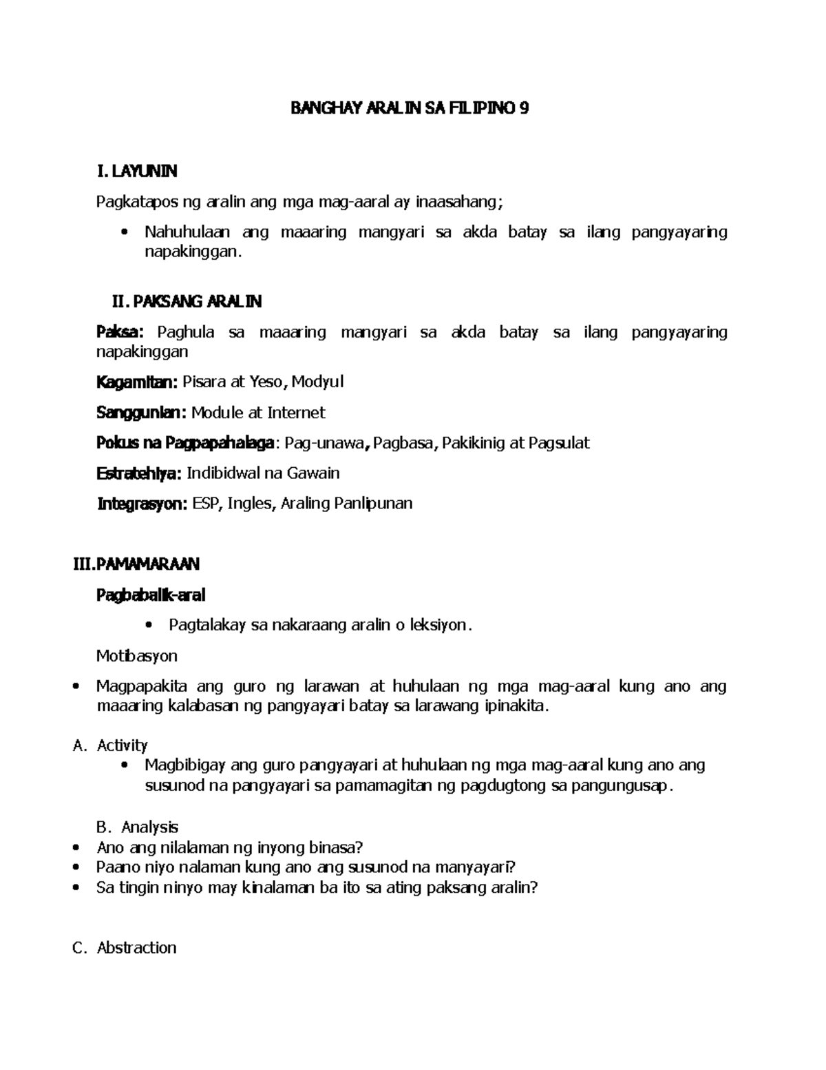 Paghula sa maaaring mangyari sa akda batay sa ilang pangyayaring ...