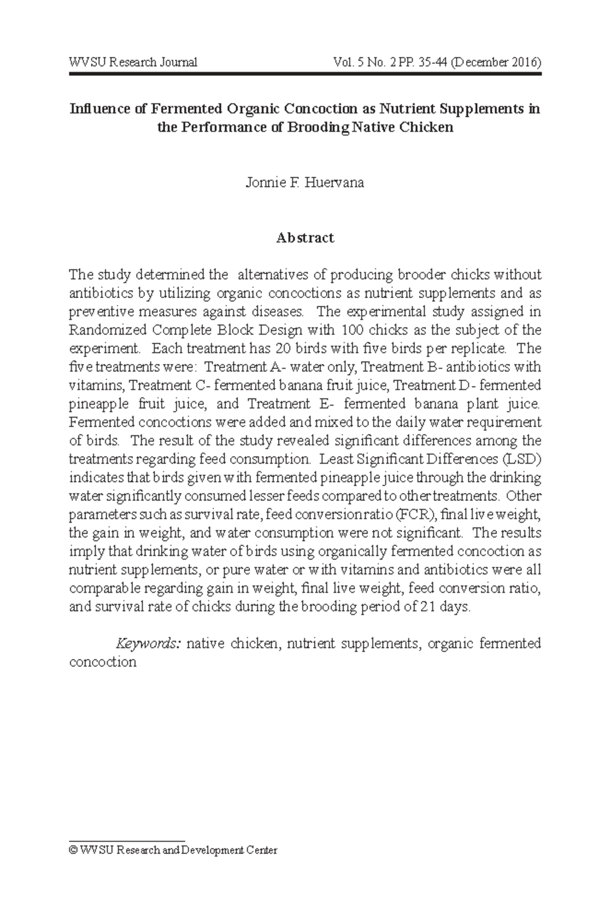 WVSU Research Journal Vol. 5 No. 2: Fermented Concoctions for Native ...