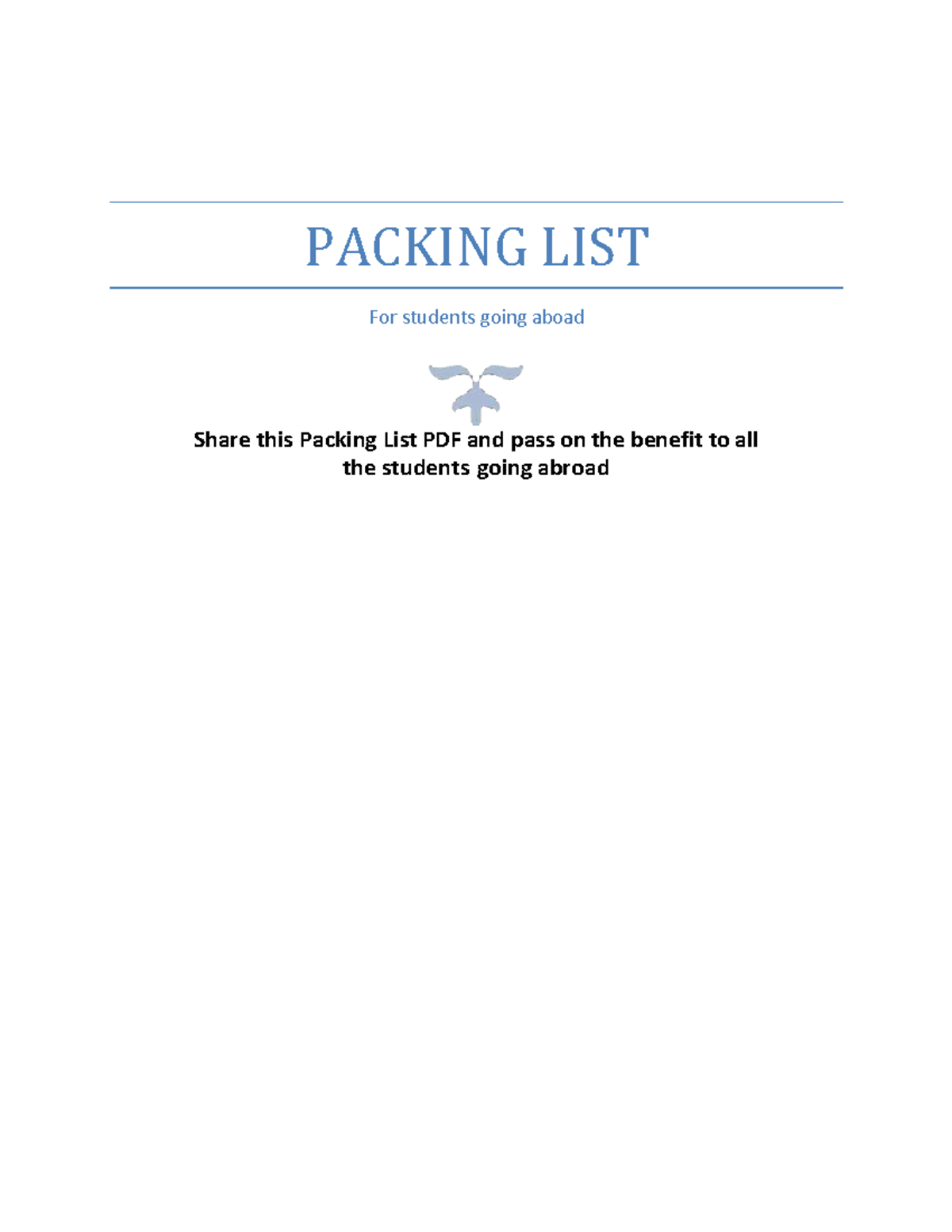 Final Packing List for Students Going Abroad - Essential Items - Studocu