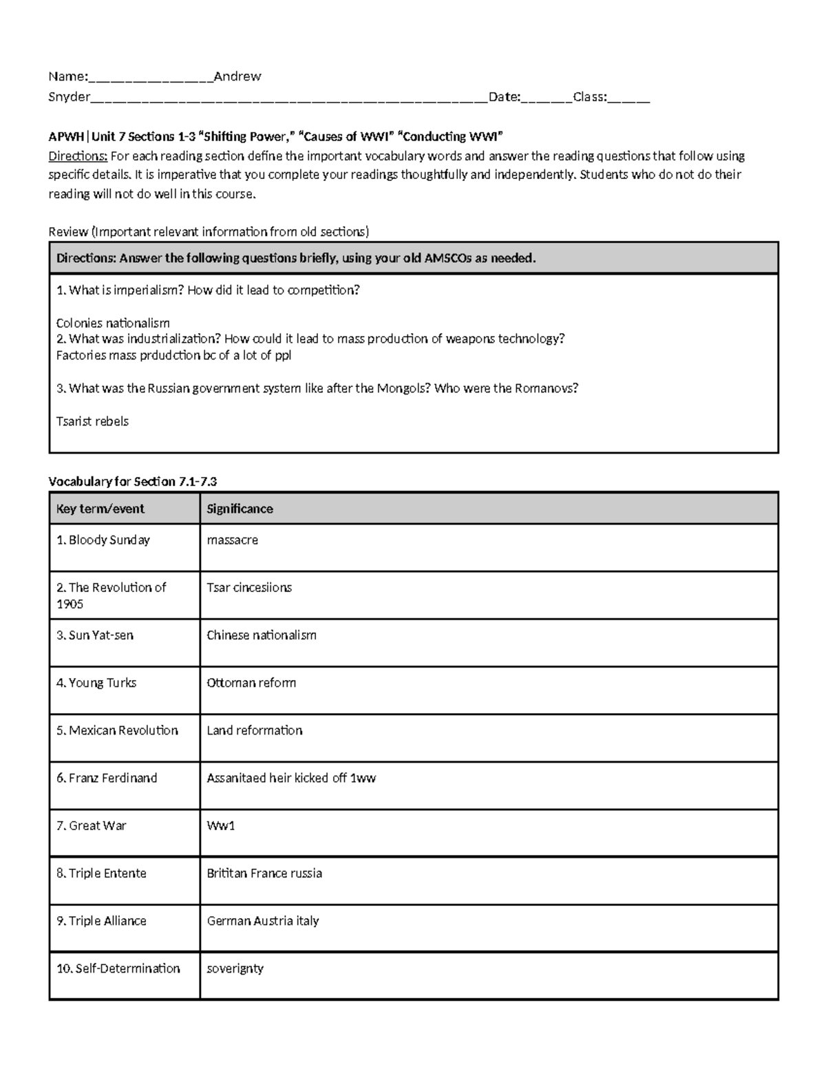 Unit 7 AMSCO Reading Guide: Key Vocabulary and Historical Insights ...