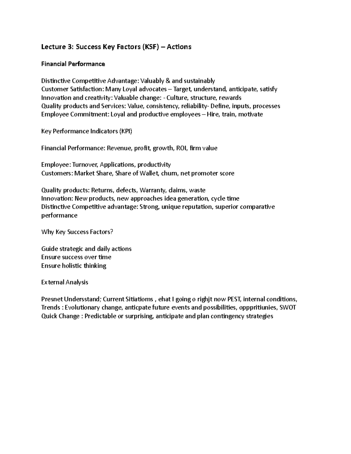 Lecture 3: Key Success Factors and Performance Indicators Analysis ...