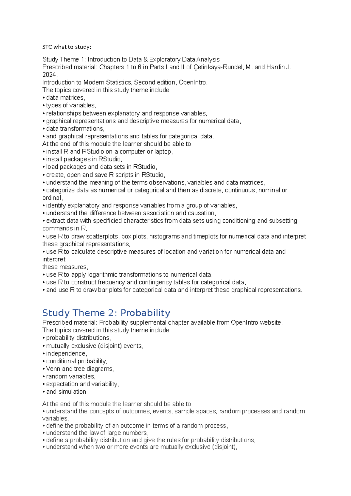 STC Study Guide: Key Themes in Modern Statistics and Data Analysis ...