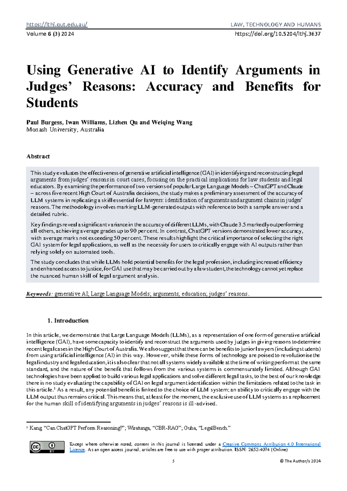 Using GAI for Legal Argument Identification: Insights for Law Students ...