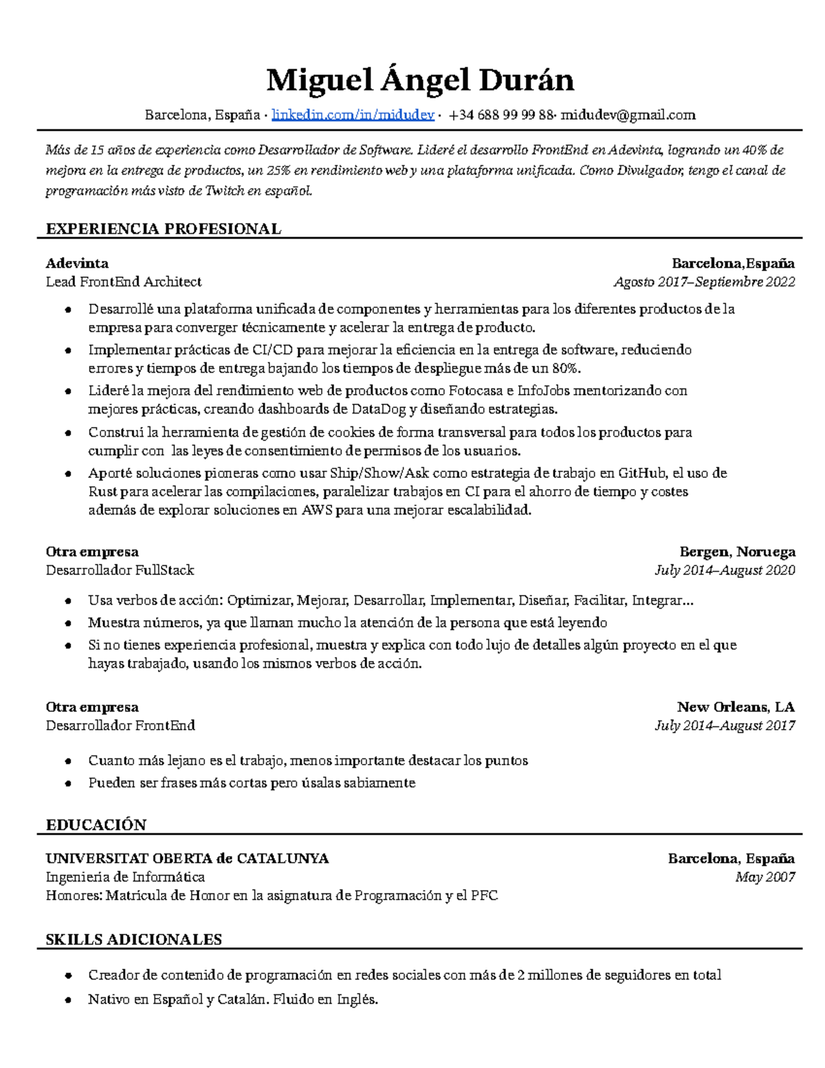 Copia de Plantilla CV - Harvard - Miguel Ángel Durán Barcelona, España ...