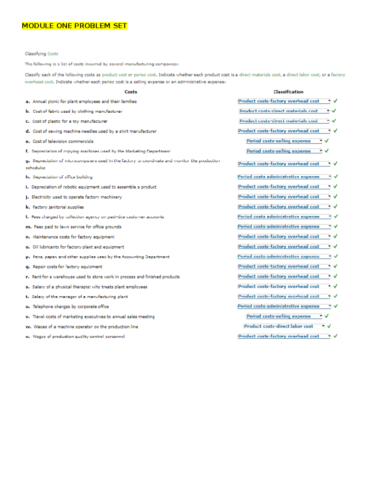 Module 1 Problem Set: Comprehensive Exercises and Solutions - Studocu