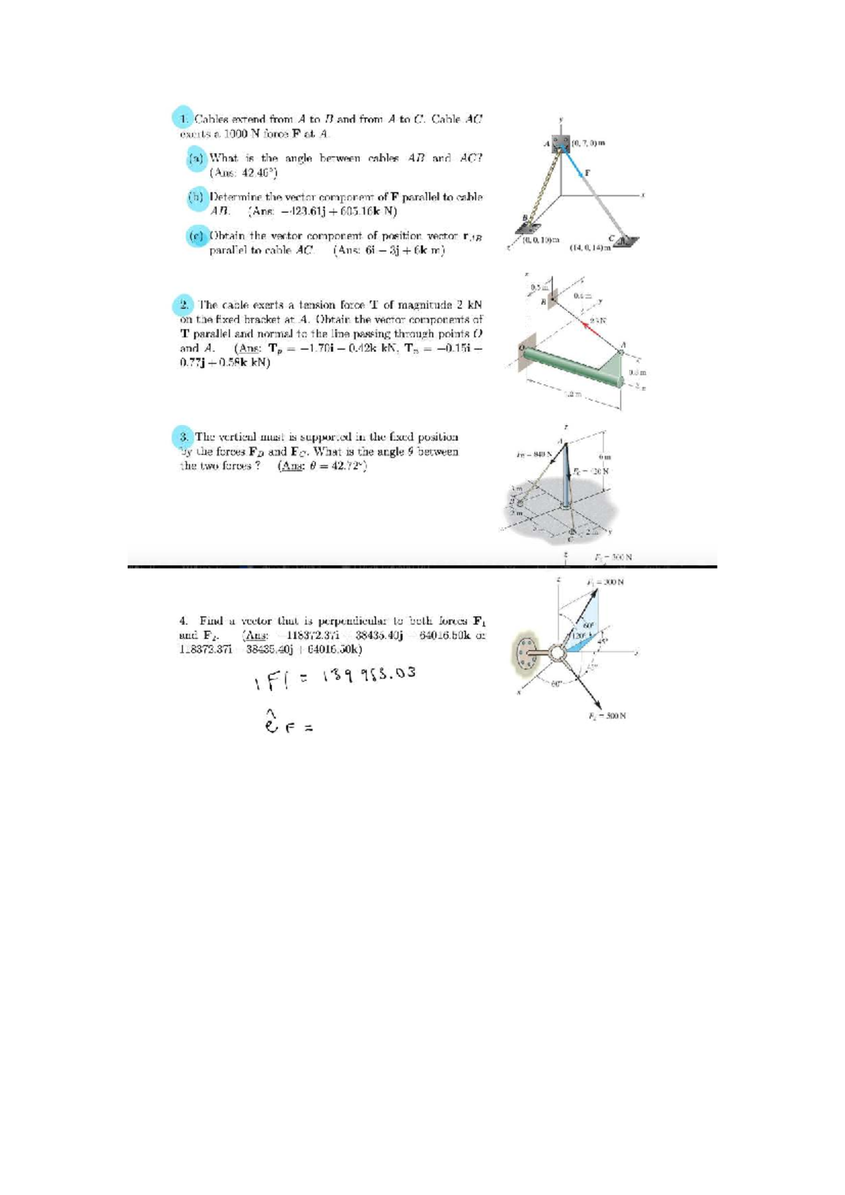 Statics Test 2 Prep: Cable Forces & Vector Components Analysis - Studocu