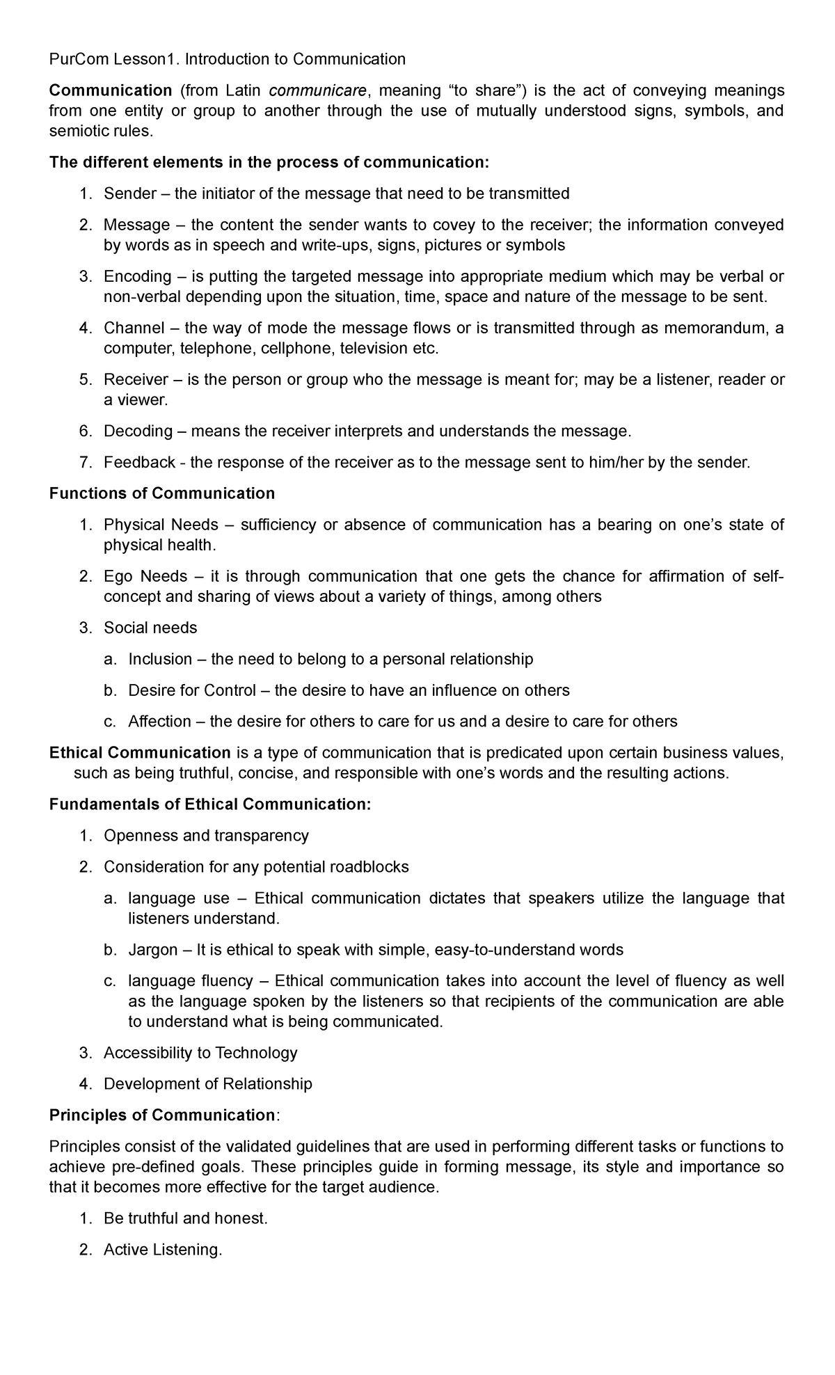 Pur Com Lesson 1 - Its introduction in purposive communication - PurCom ...