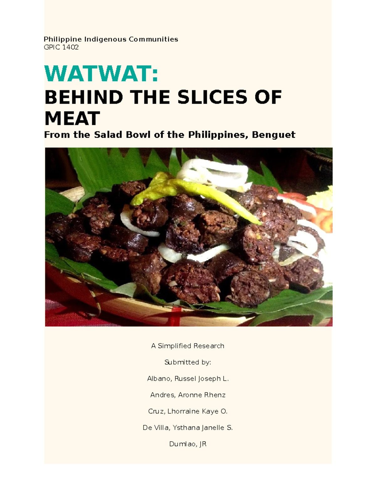 Watwat Tradition and Its Significance in Benguet's Culture - GPIC 1402 ...