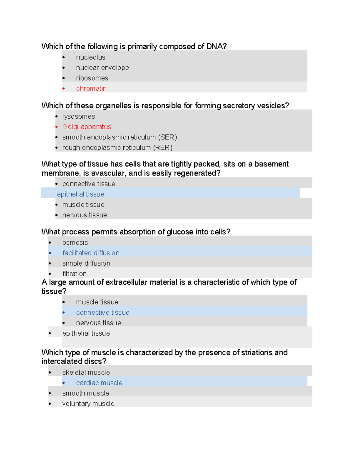 Unit 3 Quiz: Key Concepts in Cell Biology and Tissue Types - Studocu