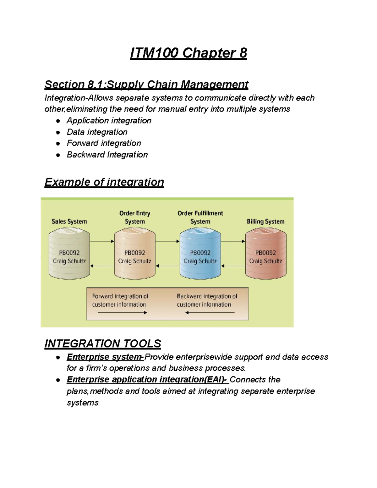 ITM100 Chapter 8: Supply Chain Management and Integration Tools - Studocu