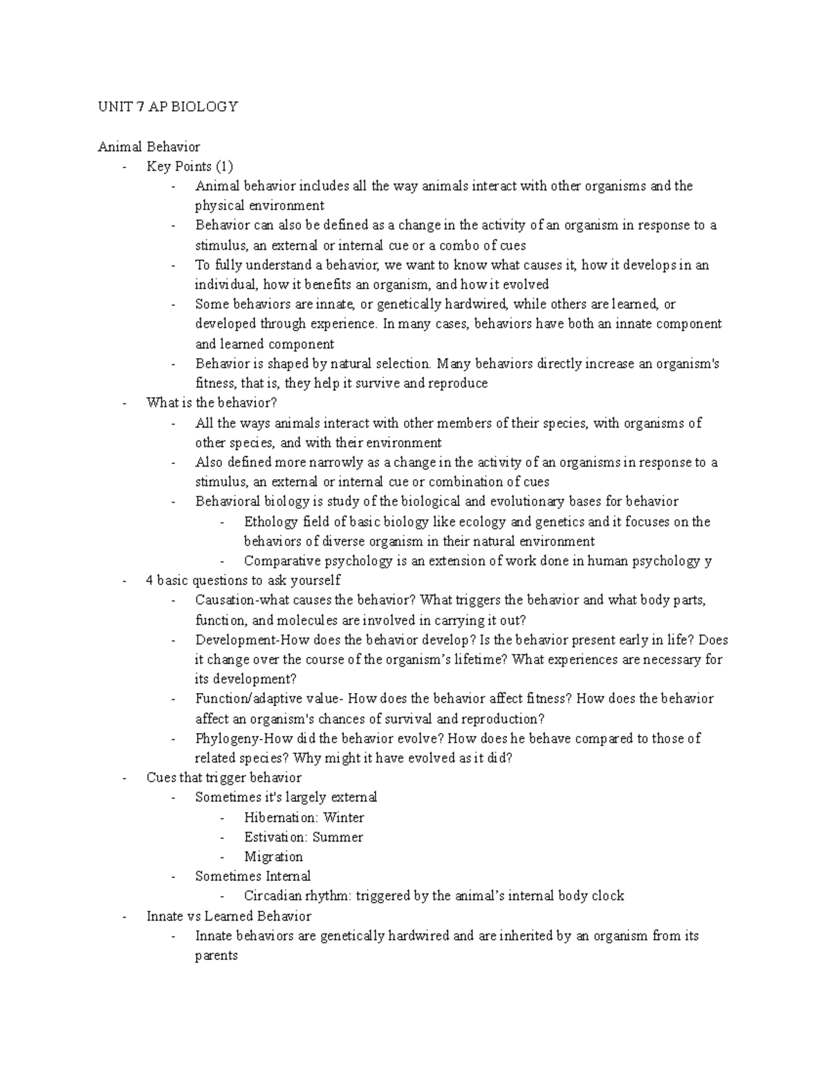 AP Biology Unit 8: Ecology In-Depth Study Notes and Key Concepts - Studocu