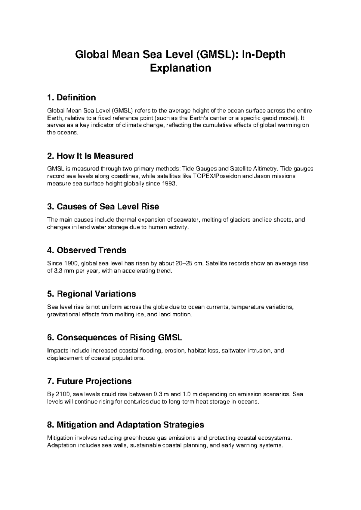 GMSL Overview: Causes, Trends, and Future Projections - Studocu