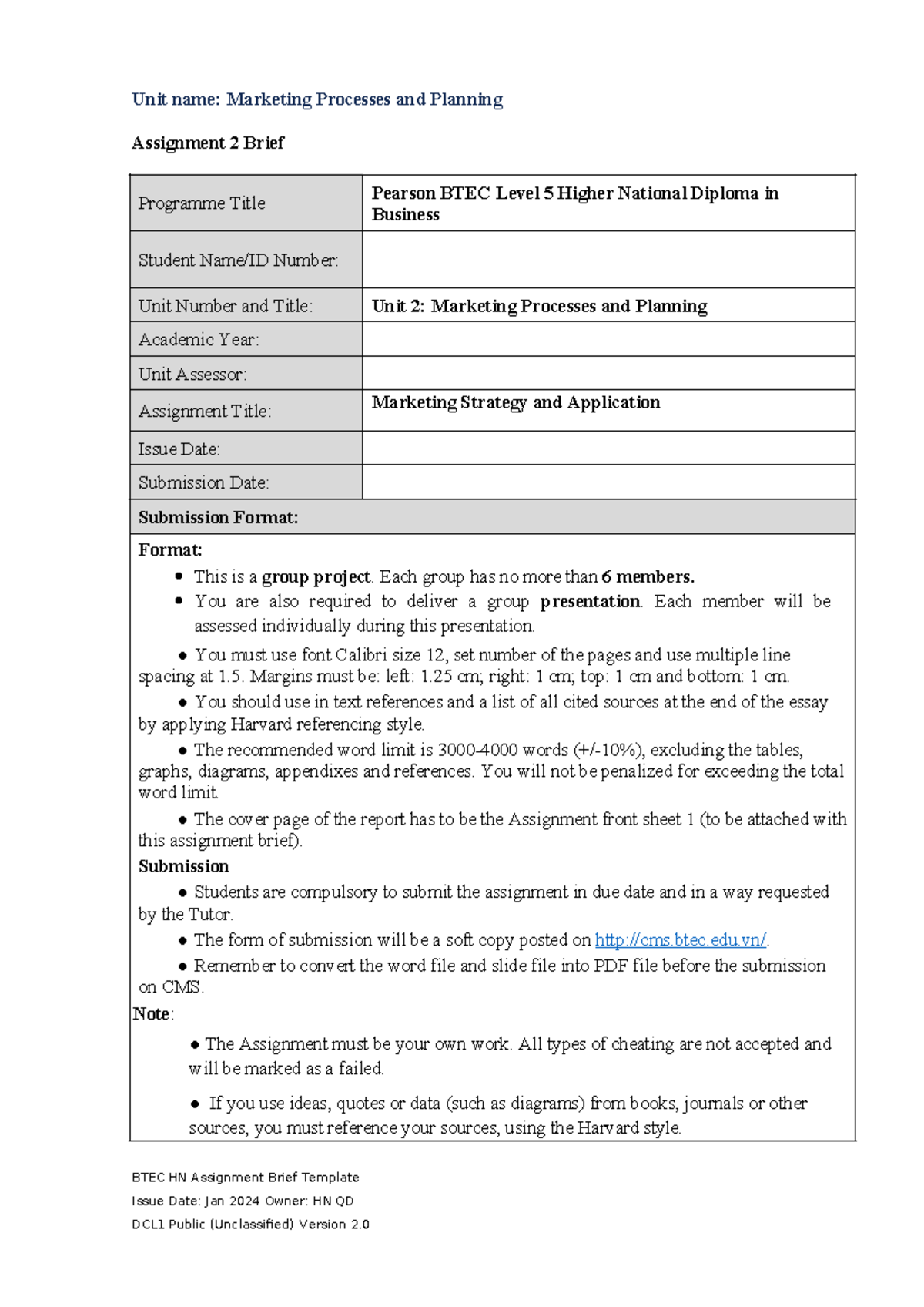 Unit 2 - MKT Planning & Processes: Assignment 2 Brief - Studocu