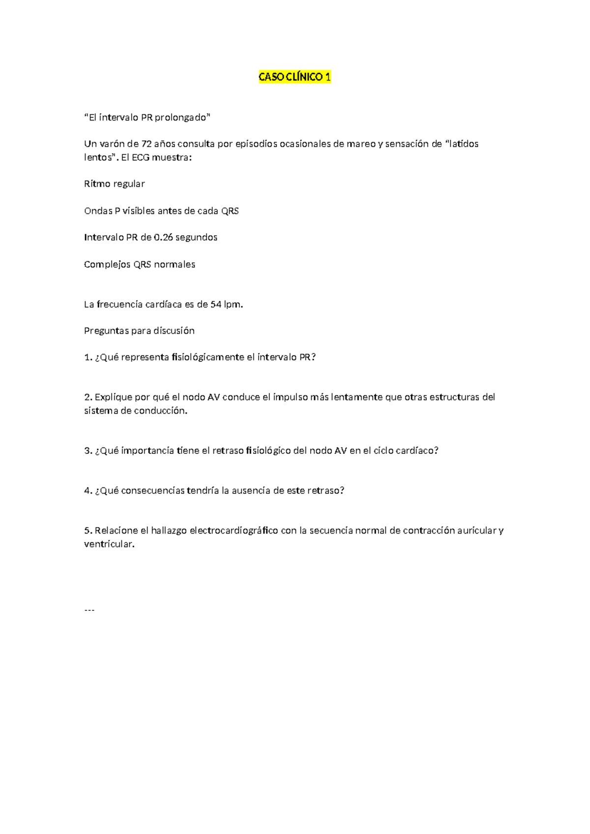 Casos Clínicos EKG 1: Análisis y Discusión de ECGs - Studocu