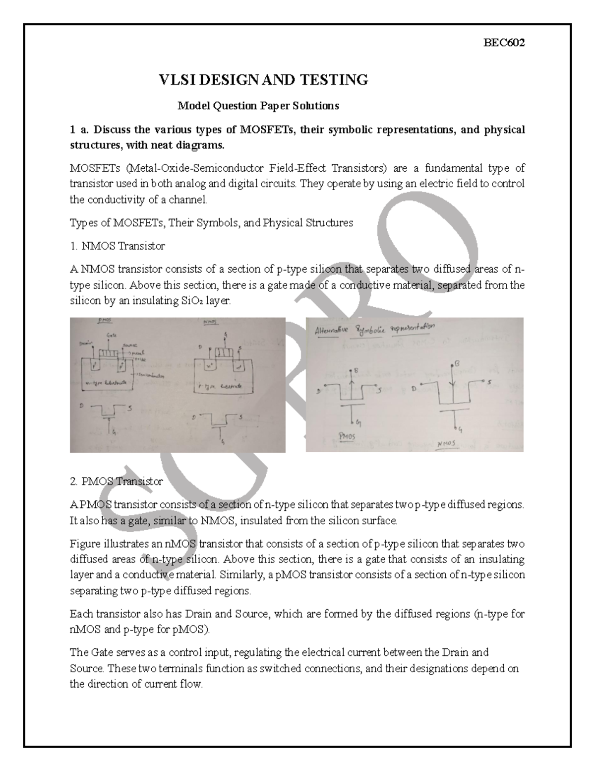 BEC602 VLSI DESIGN AND TESTING Model Question Paper Solutions - Studocu