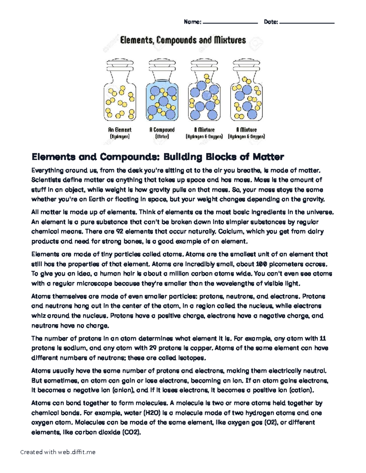 Elements and Compounds: Building Blocks of Matter (Course Code) - Studocu