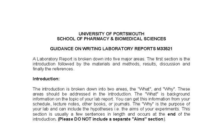 M33521 Lab Report Writing Guidance: Paracetamol Experiment - Studocu