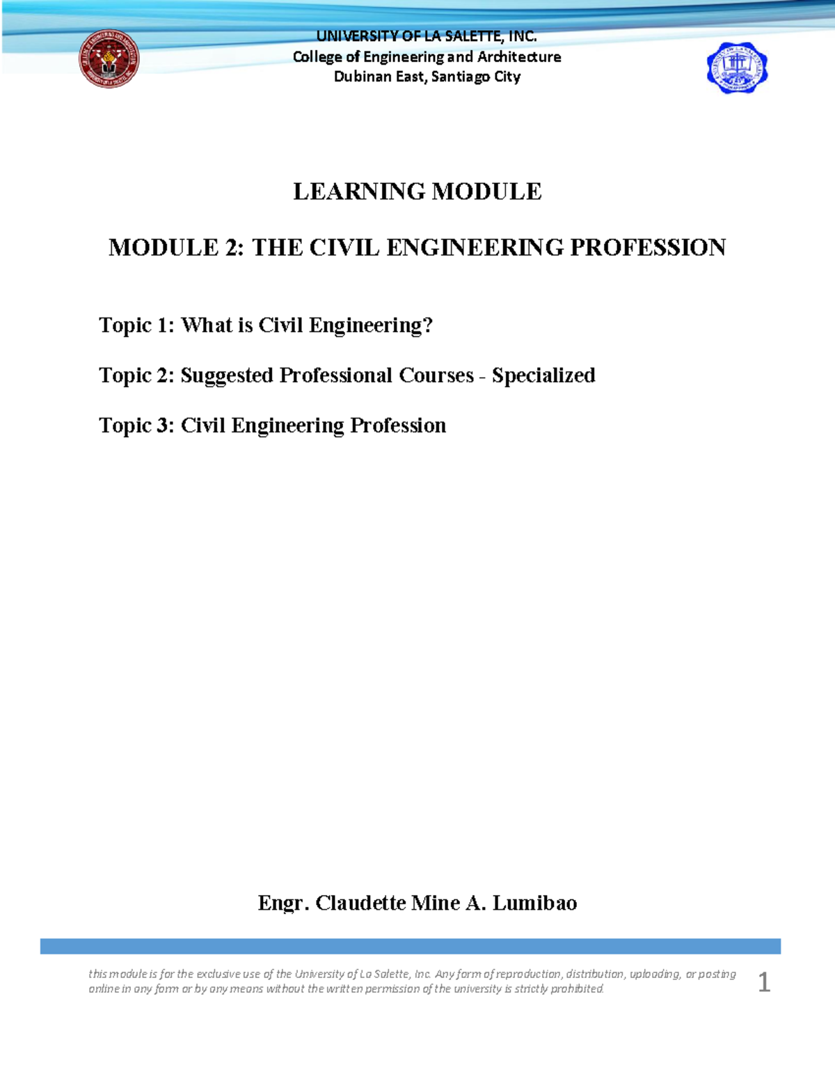 Module 2: The Civil Engineering Profession - Overview and Career Paths ...