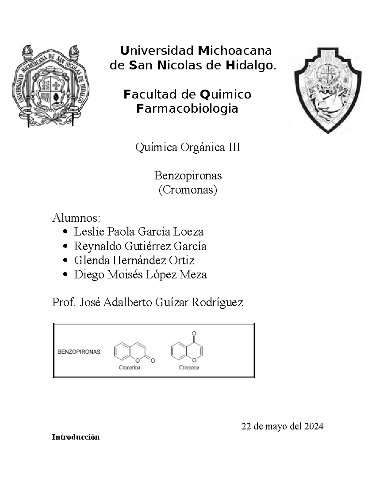 Notas de Clase sobre Benzopironas y Cromonas - QF303 - Studocu
