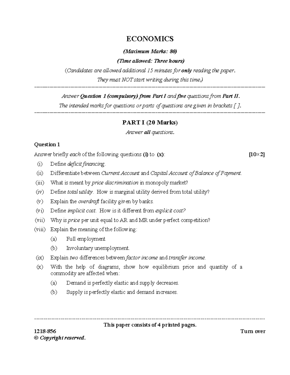 ECONOMICS 856 - ISC Council Final Exam Question Paper 2017 - Studocu