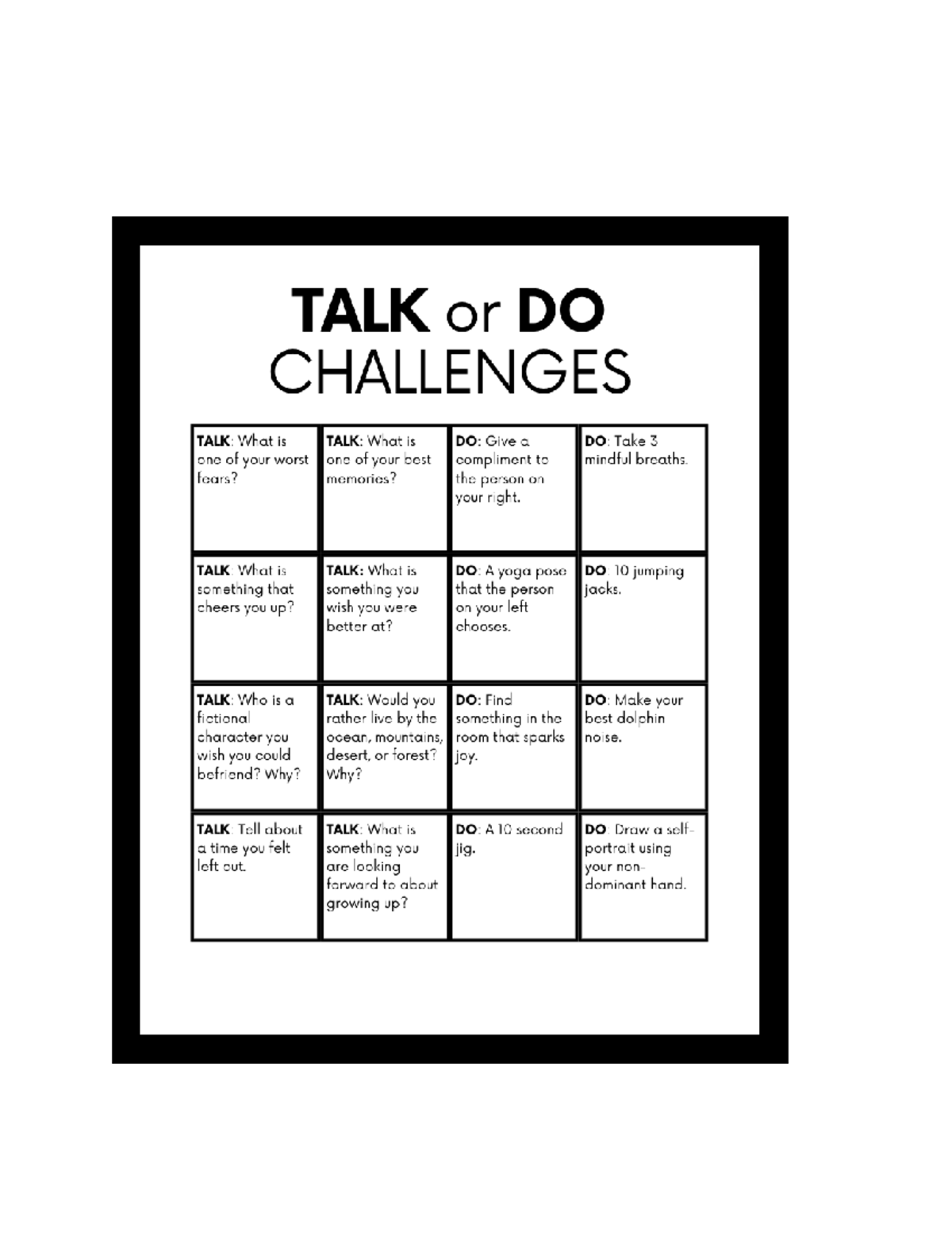 Behavioral Activities: TALK or DO Challenge Exercises - Studocu