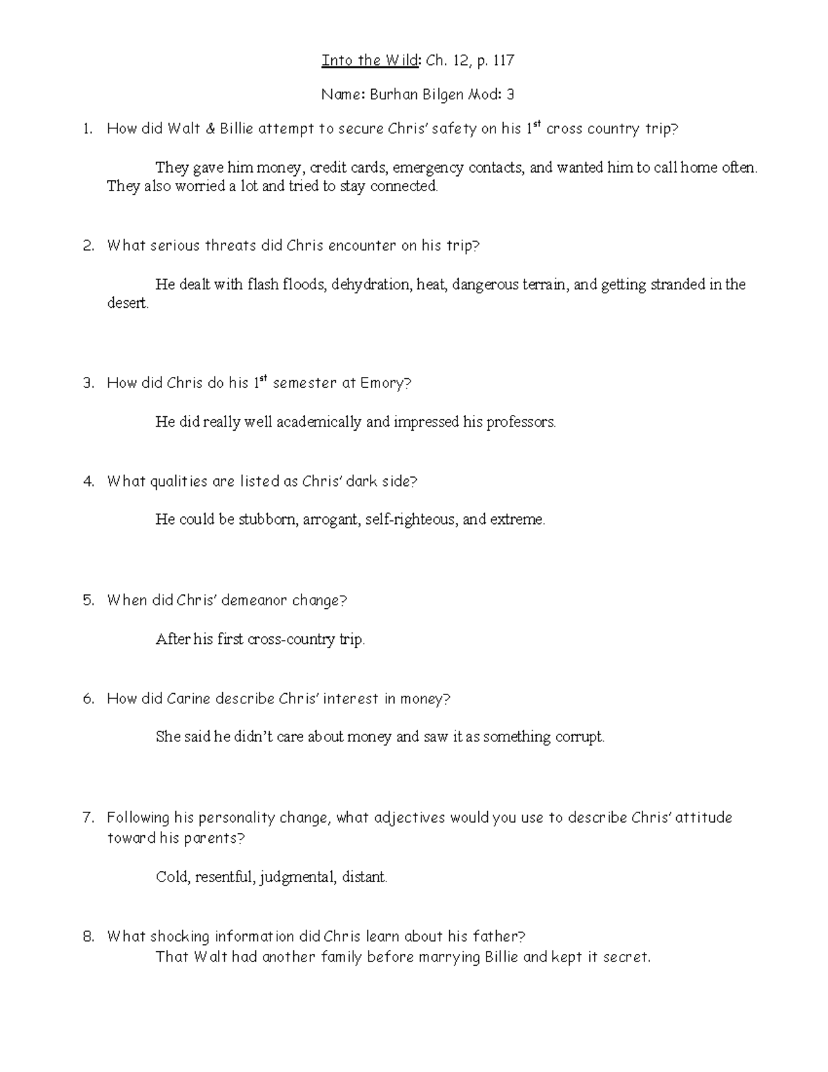 Into the Wild: Chapter 12 Study Notes (Mod 3) - Studocu