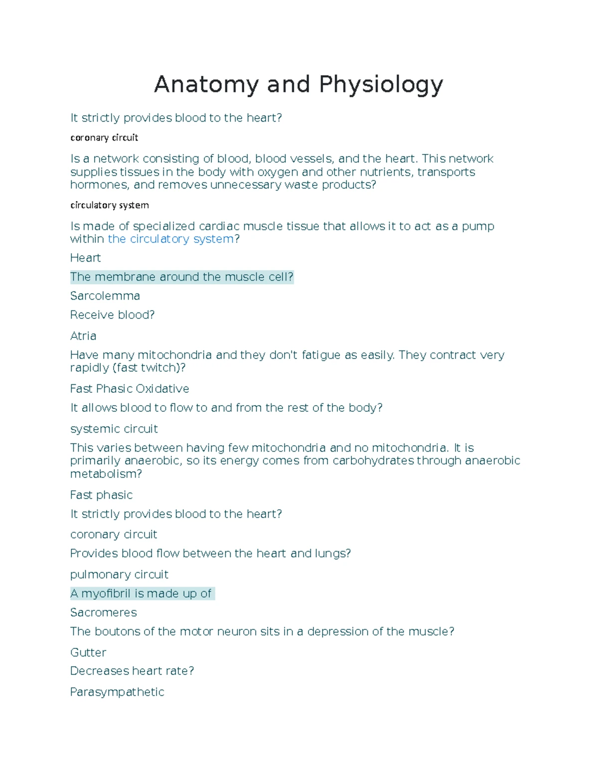 Anatomy and Physiology First Year College - Anatomy and Physiology It ...