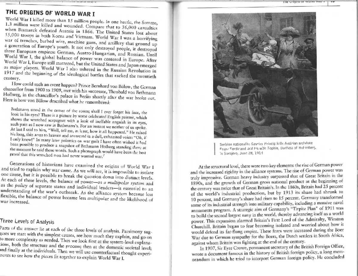 Final Exam Review Notes for Course XYZ: The Origins of WWI - Studocu