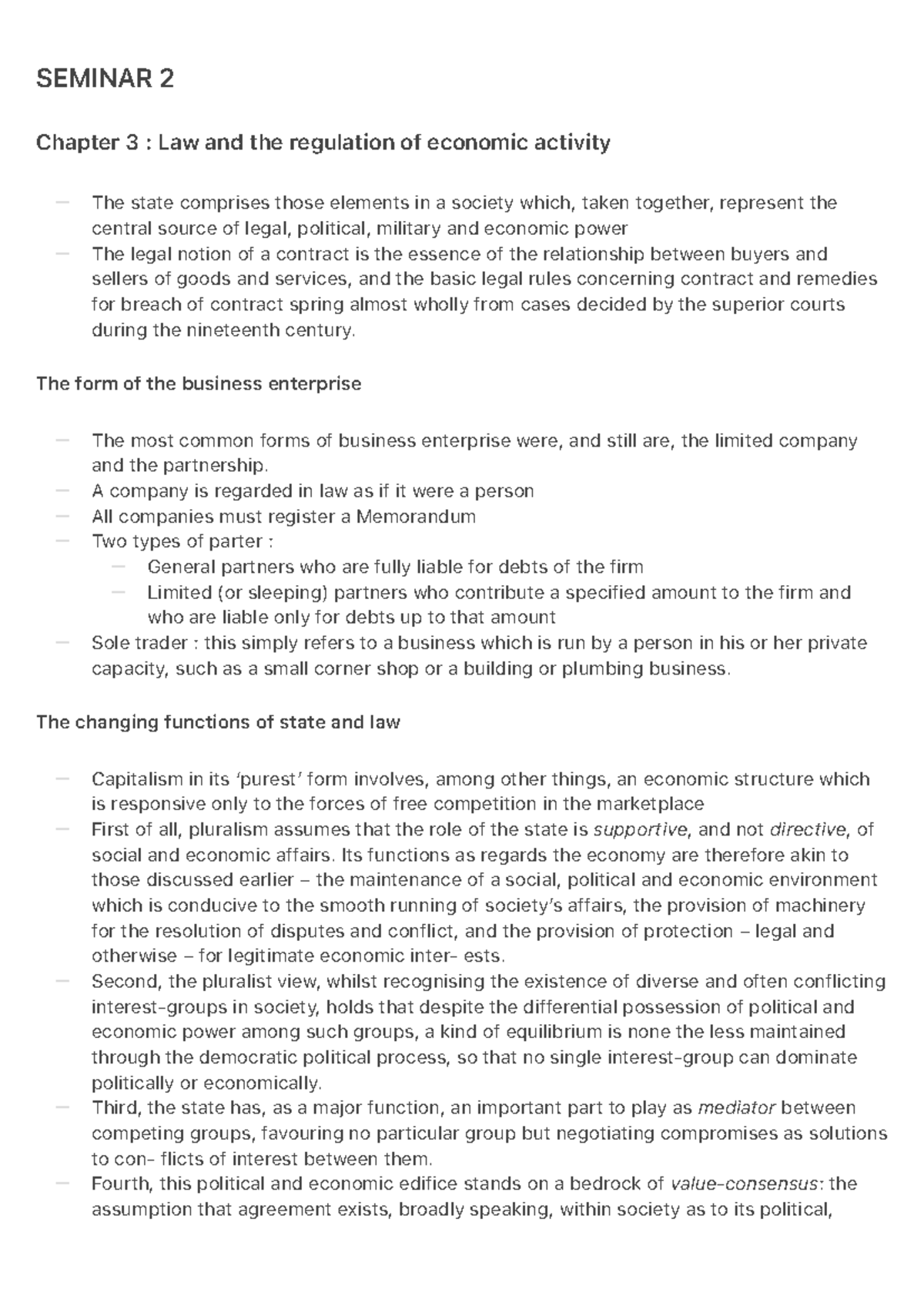 SEMINAR 2 Chapter 3: Law, State, and Economic Activity Analysis - Studocu