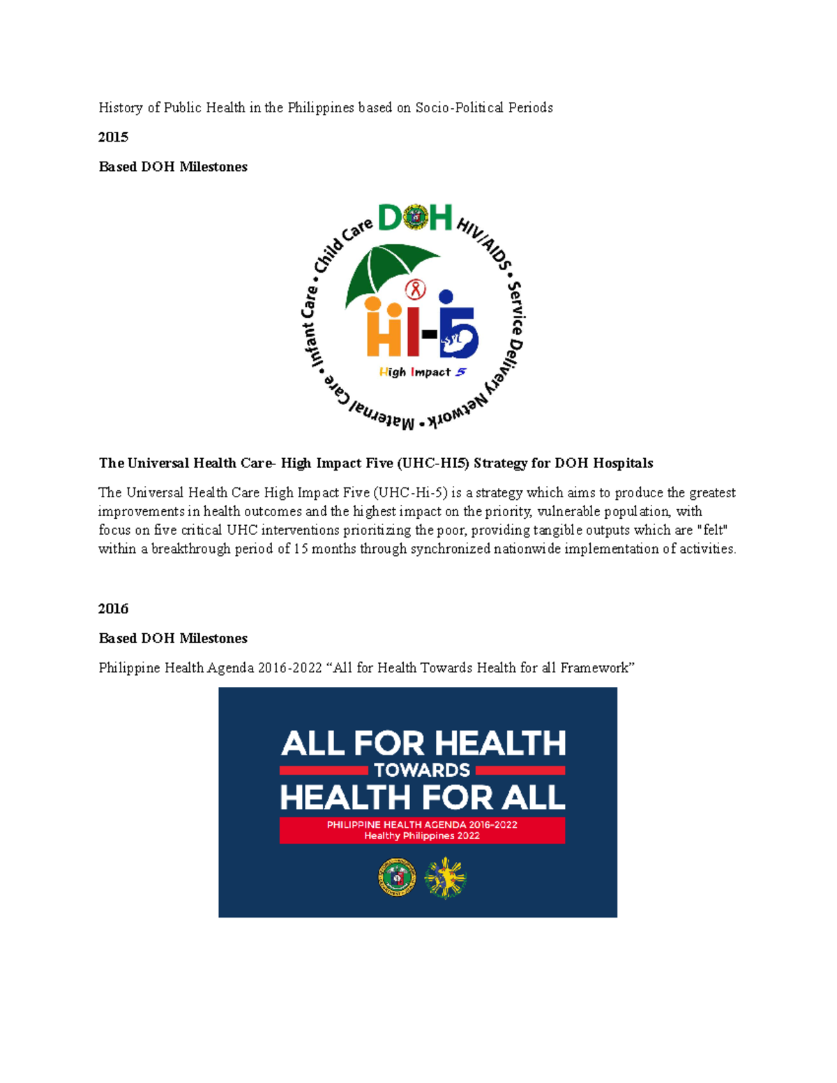 History of Public Health in the Philippines 2015 to Present - History ...