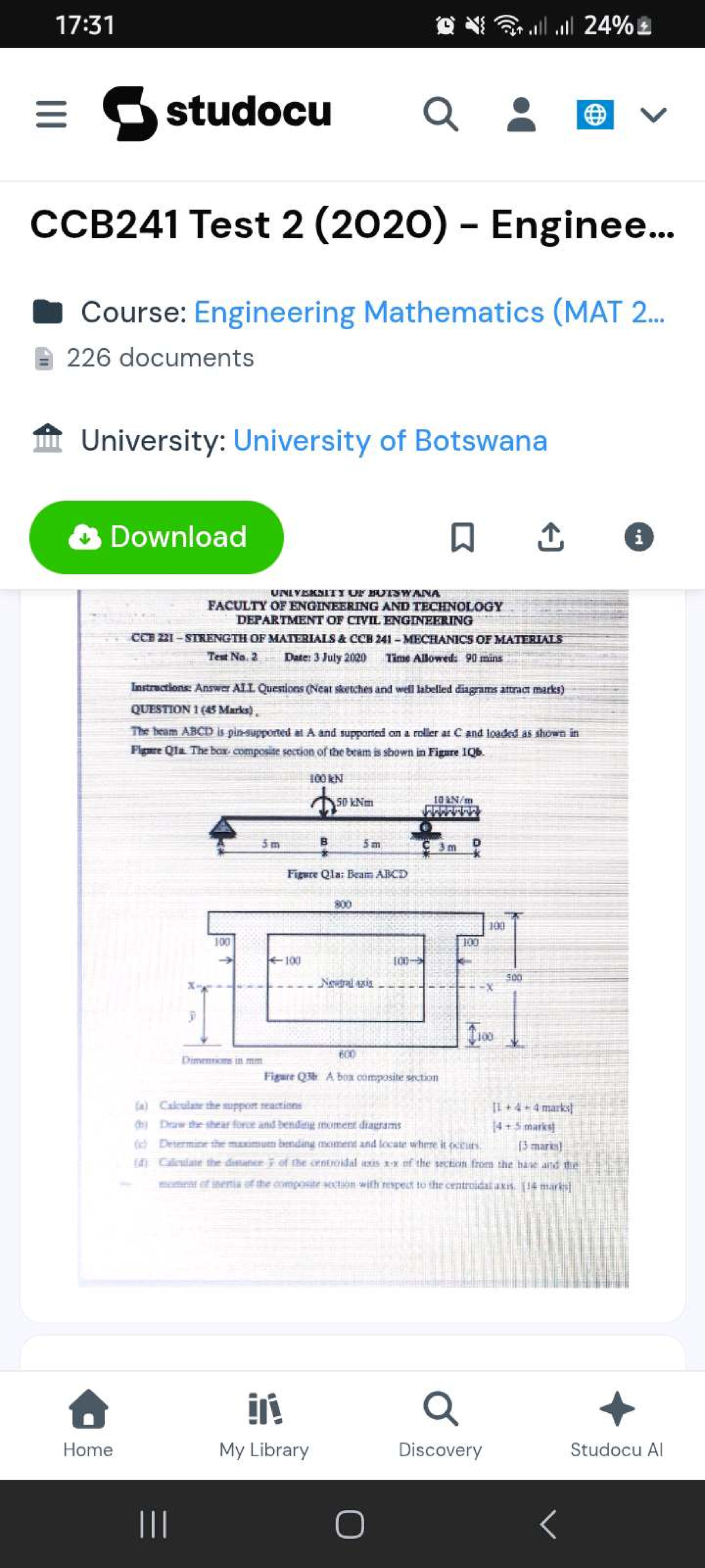 CCB 241 Test 2 Revision Kit - Engineering Mathematics (2020) - Studocu