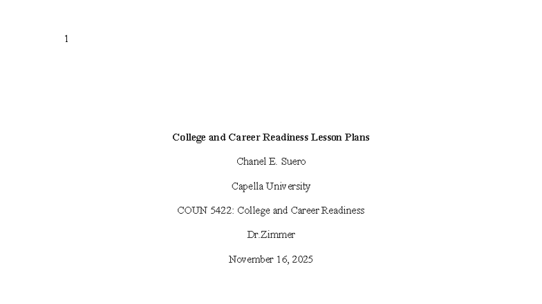 COUN 5422: College and Career Readiness Lesson Plans - Studocu