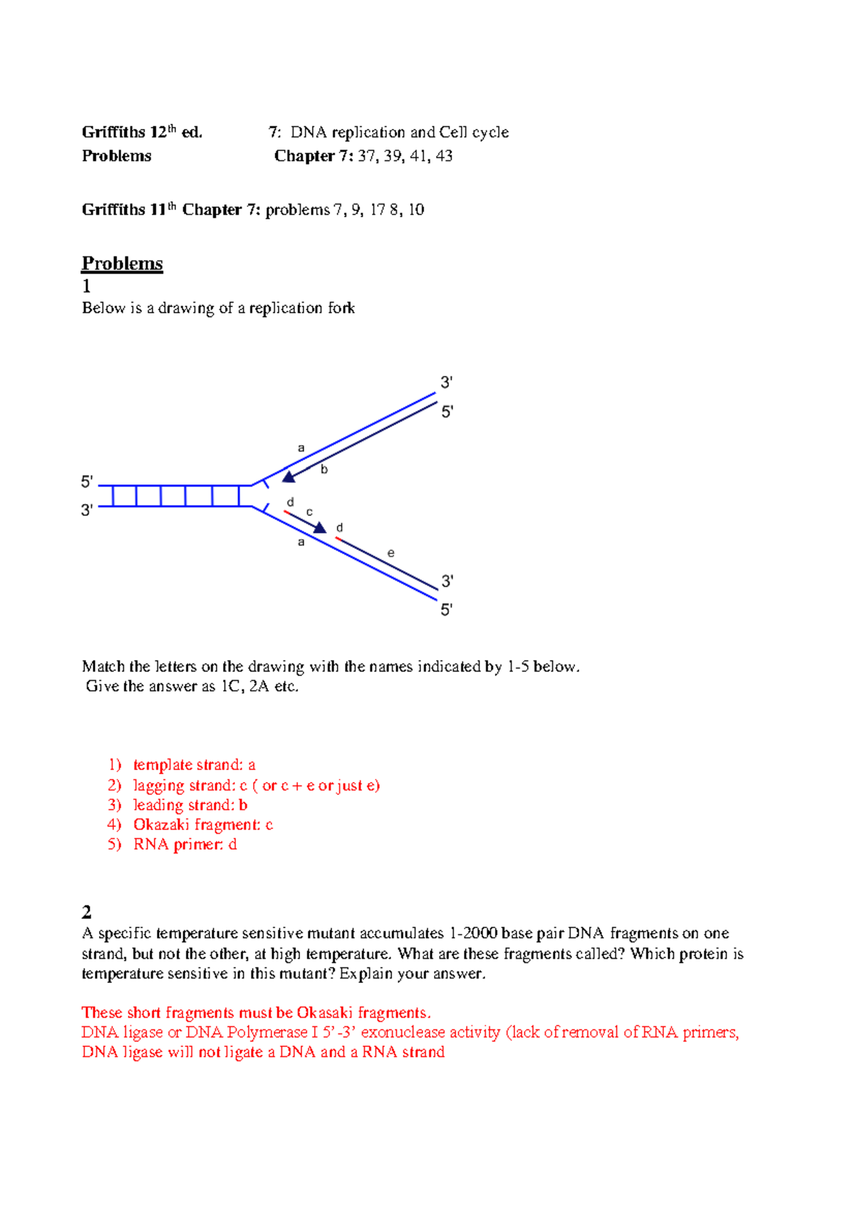 L3 replication and cells -problems with answers - Griffiths 12 th ed. 7 ...