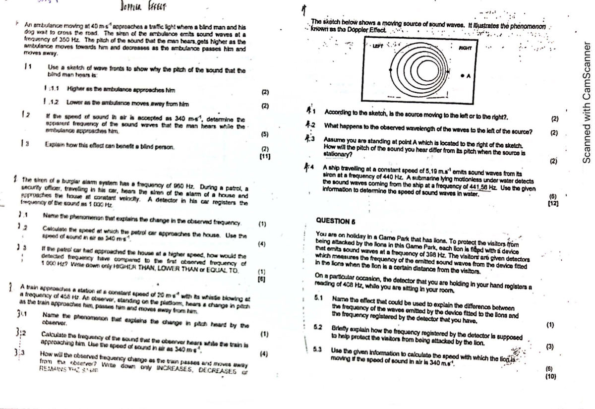 Doppler Effect Worksheet (WS) - Understanding Sound Waves and Frequency ...