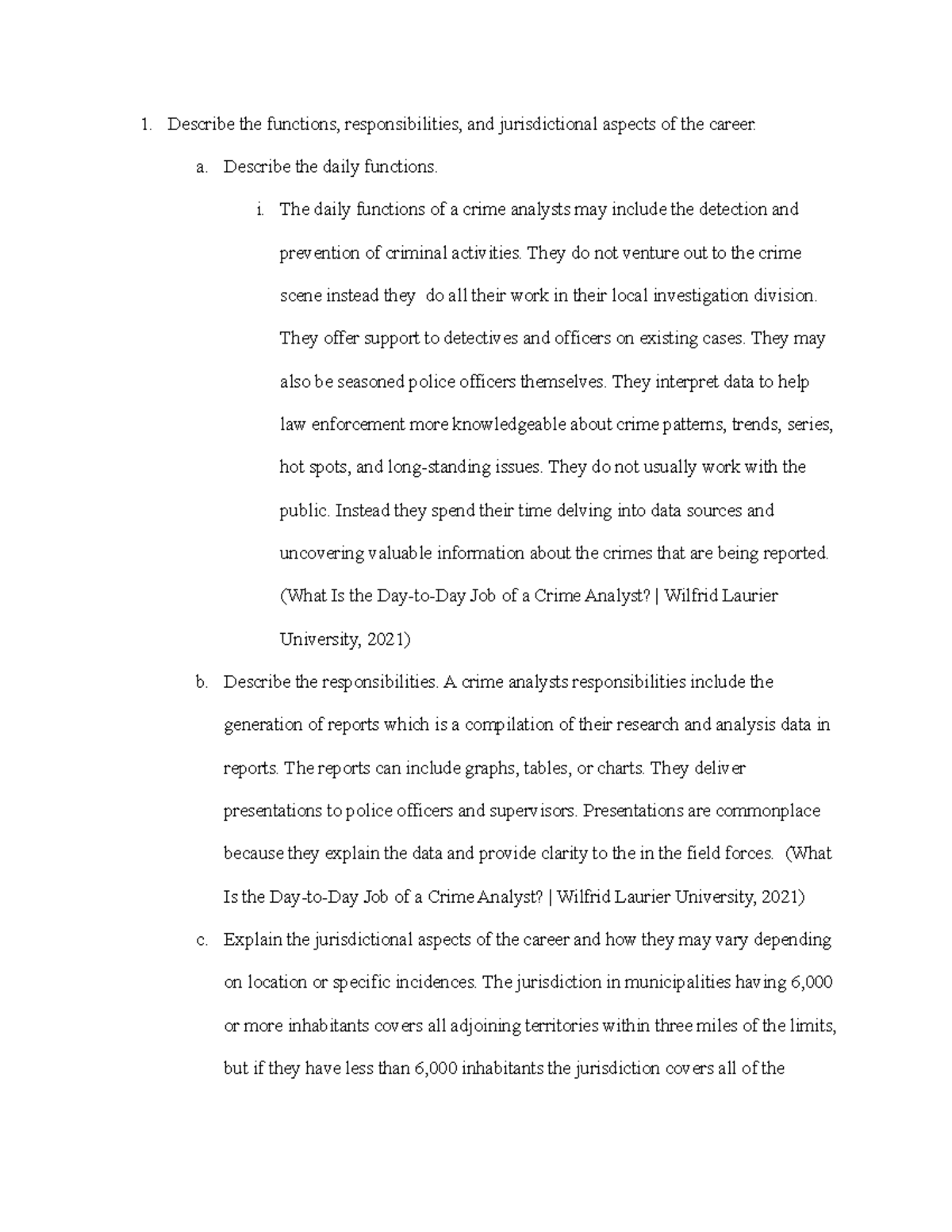 Cj 205: Functions and Responsibilities of Crime Analysts in Policing ...