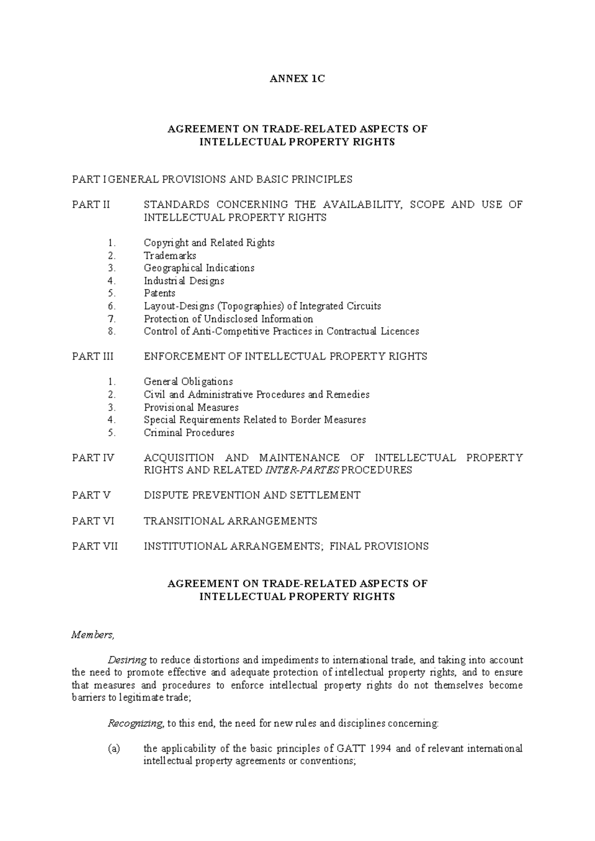 TRIPS Agreement: Key Provisions on Intellectual Property Rights - Studocu