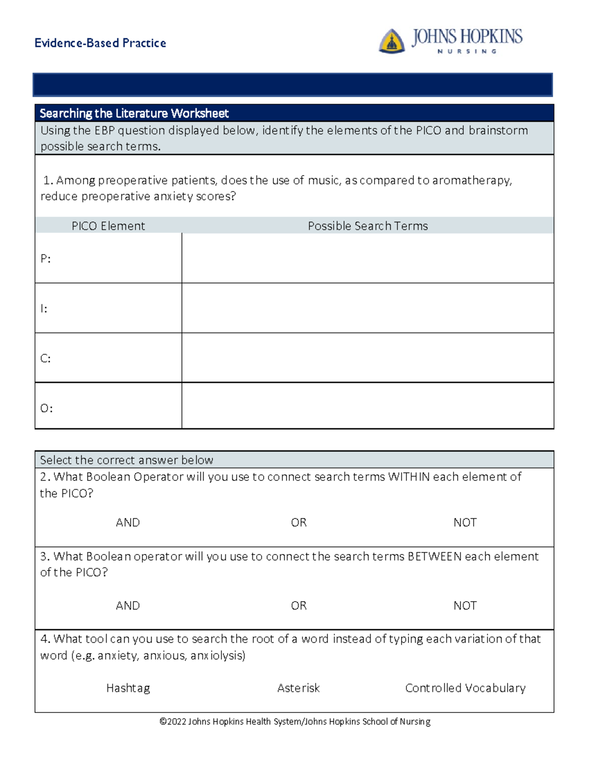 Literature Search & Screening Assignment: EBP PICO Analysis - Studocu