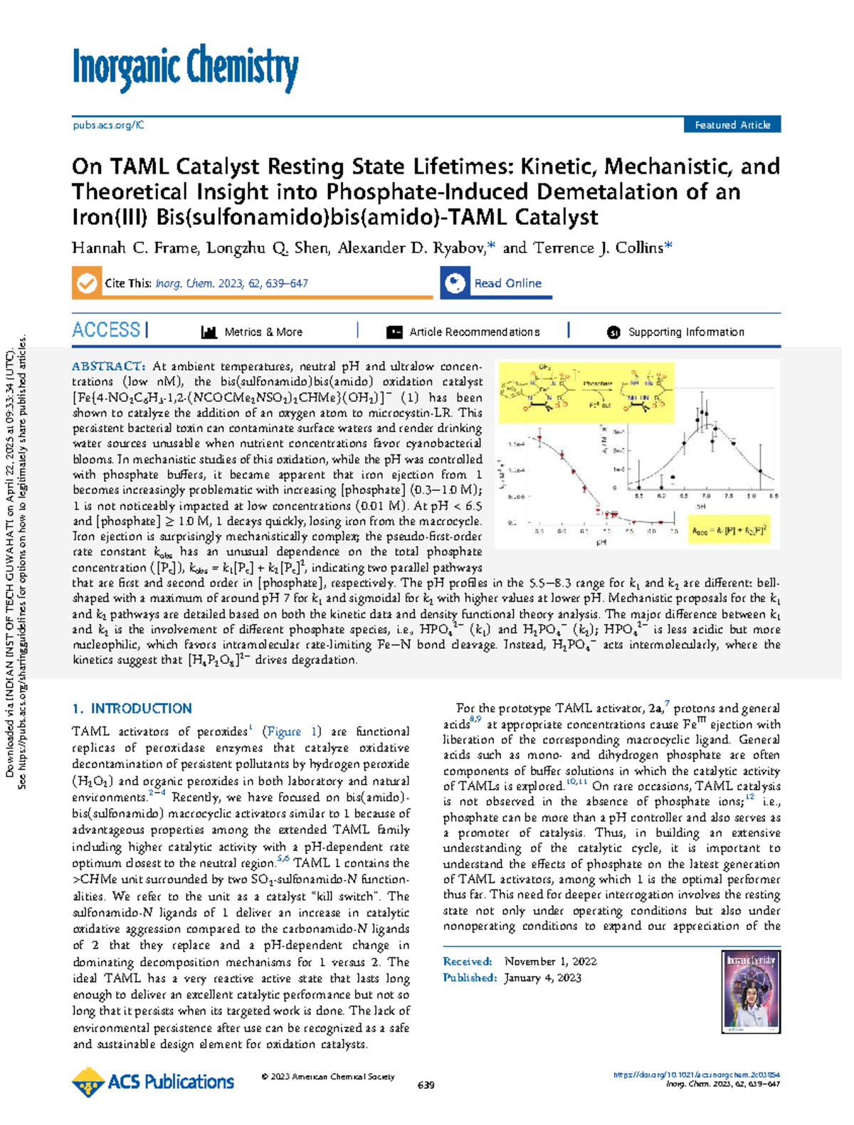 Frame et al. 2023: Kinetic and Mechanistic Insights on TAML Catalyst ...
