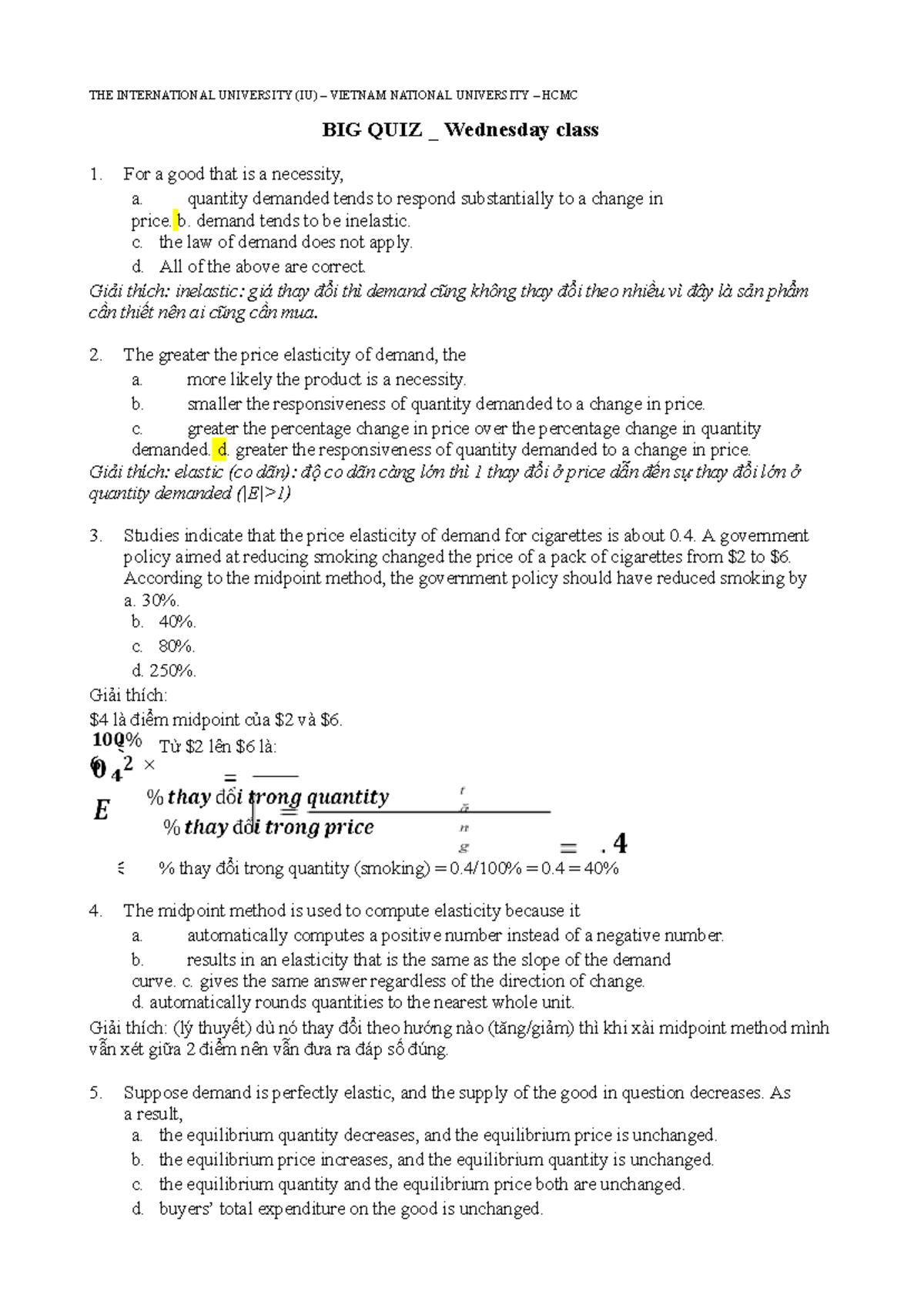 BIG QUIZ - ECON 101 - Wednesday Class Solutions - Studocu